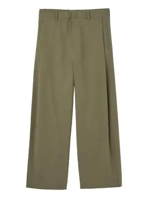 Cos Pleated Cotton Wide-Leg Pants Green