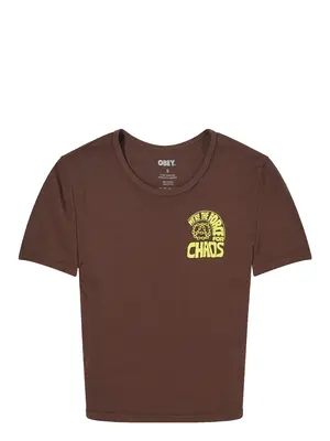 Obey Force For Chaos Crop T-shirt - Dark Brown
