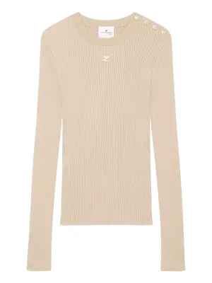 COURREGES Logo-embroidered Ribbed Jumper - Neutrals