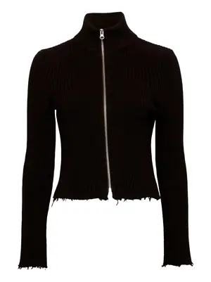 MAISON MARGIELA Ribbed Cotton Zip-up Cardigan - Black