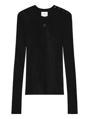 COURREGES Logo-embroidered Ribbed Jumper - Black