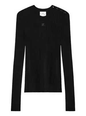 COURREGES Courrèges Logo-Embroidered Ribbed Jumper Black
