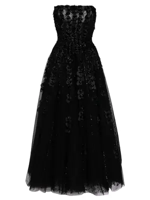 SAIID KOBEISY Beaded Tulle Gown - Black