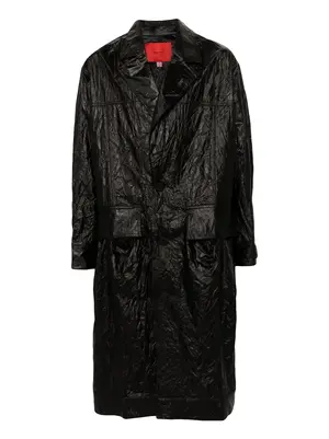Eckhaus Latta Crinkled Trench Coat - Black