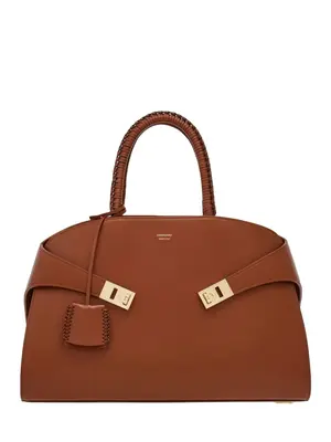FERRAGAMO The Hug Medium Leather Tote Bag - Brown