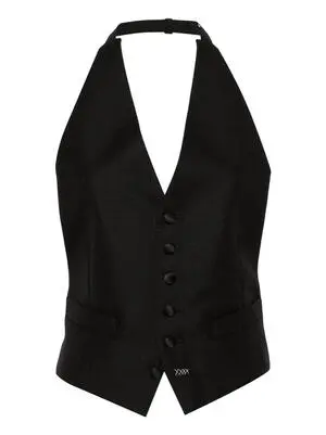 MAISON MARGIELA Open-back Piqué Waistcoat - Black