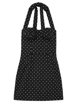 Dolce & Gabbana Polka-dot Drill Halterneck Mini Dress - Black