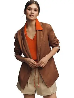Maeve Tessie European Linen Stretch Blazer - Cocoa Dust