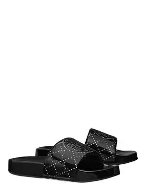 Tory Burch Double T Pool Slide - Black Ink/black Ink