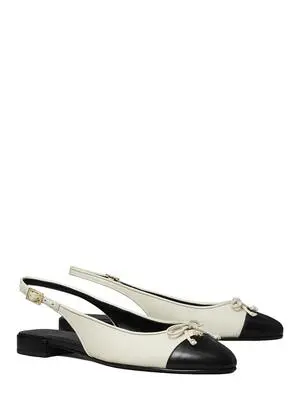 Tory Burch Cap-toe Slingback Pumps - Light Cream/perfect Black