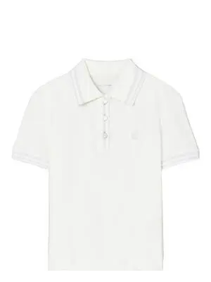 Tory Burch Performance Piqué Polo - Snow White/light Blue