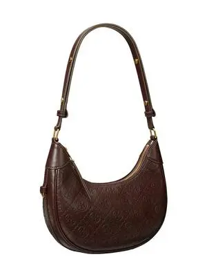 Tory Burch Tory Burch T Monogram Leather Crescent Bag Deep Maroon