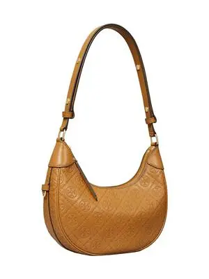 Tory Burch Tory Burch T Monogram Leather Crescent Bag Tan