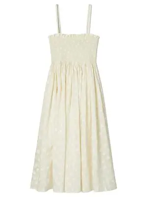 Tory Burch Strapless Silk Dress - Beige Scatter Daisy