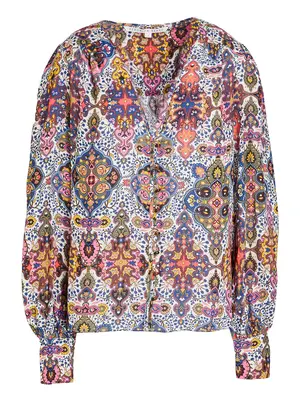 Veronica Beard Sura Printed Crepe De Chine Blouse - Multicolor