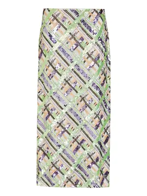 Veronica Beard Brent Embellished Georgette Midi Skirt - Violet