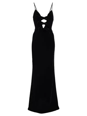 Alessandra Rich Bow-detail Velvet Gown - Black