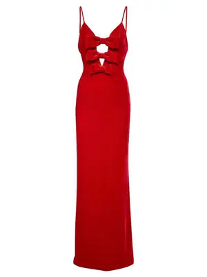 Alessandra Rich Bow-detail Velvet Gown - Red