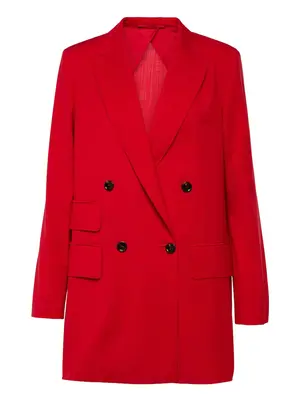 Max Mara Nebbie Virgin Wool Blazer - Red