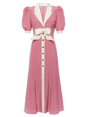 Alessandra Rich Bow-detailed Polka-dot Maxi Dress - Pink