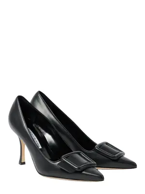 Manolo Blahnik Maysale 70 Leather Pumps - Black