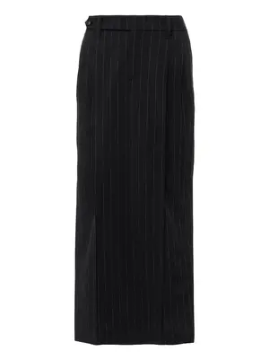 Brunello Cucinelli Pinstripe Midi Skirt - Black