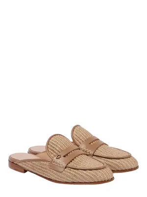 GIANVITO ROSSI Florio Marbella Raffia Mules - Brown