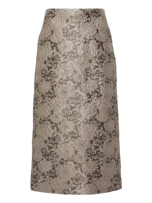 Max Mara Diletta Jacquard Midi Skirt - Grey