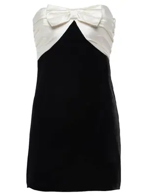 Alessandra Rich Bow-detail Strapless Velvet Minidress - Black