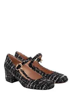 GIANVITO ROSSI Mary Ribbon 45 Bouclé Mary Jane Pumps - Black
