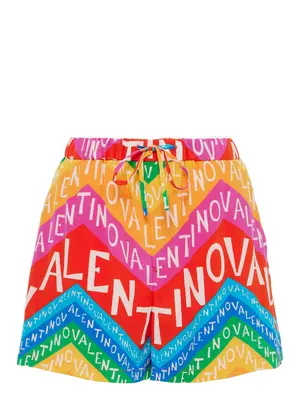 Valentino Garavani Logo High-rise Silk Shorts - Multicoloured