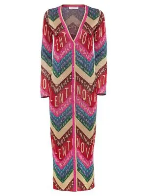 Valentino Garavani Logo Knitted Jacquard Midi Dress - Multicoloured