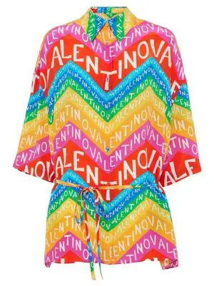 Valentino Garavani Logo Silk Shirt Dress - Multicoloured