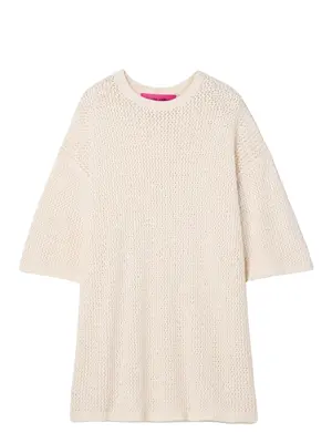 THE ELDER STATESMAN Selerino Oversized Open-knit T-shirt - Off-white