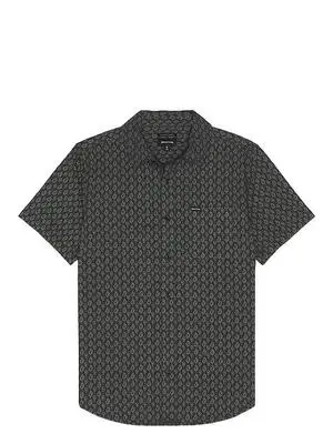 Brixton Charter Print Short Sleeve Shirt In Black - Washed Black & Paisley