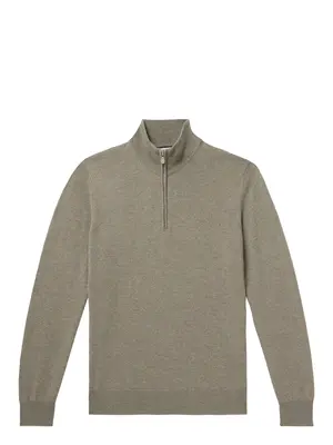 Brunello Cucinelli Cashmere Half-Zip Sweater Gray