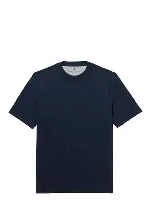 Brunello Cucinelli Silk And Cotton-blend Jersey T-shirt - Blue