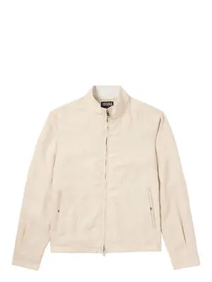 Zegna Leather-trimmed Oasi Linen Jacket - Neutrals