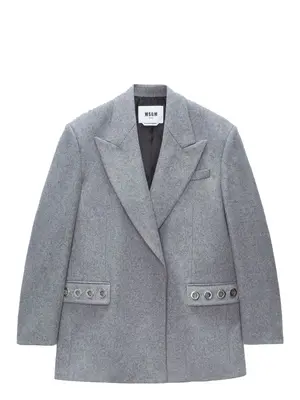 MSGM Eyelet-embellished Single-breasted Blazer - Grey