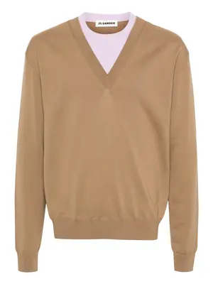 JIL SANDER Layered V-neck Jumper - Brown