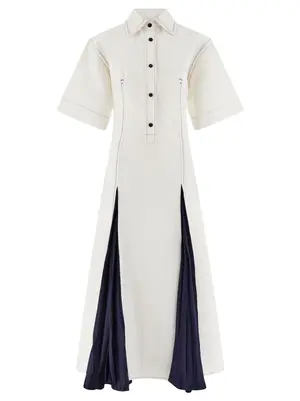FERRAGAMO Satin-inlay Shirtdress - White