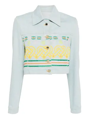 Casablanca Embroidered Denim Jacket - Blue