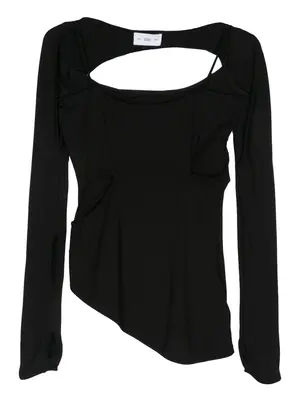 POST ARCHIVE FACTION Cut-out Detail Asymmetric Top - Black