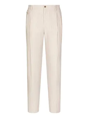 Dolce & Gabbana Tailored Linen Trousers - Neutrals