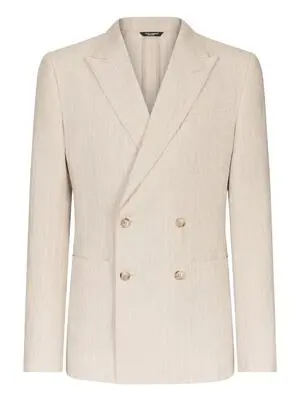 Dolce & Gabbana Pinstriped Linen Blazer - Neutrals