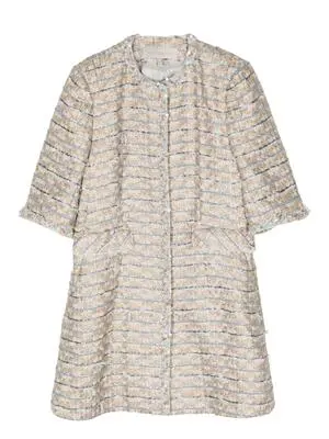 Shiatzy Chen Beaded-trim Tweed Coat - Grey