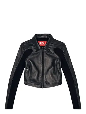 DIESEL Panelled Leather Jacket - Black