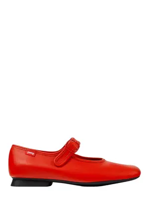 Camper Casi Myra Leather Ballerina Shoes - Red
