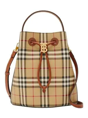 Burberry Small Tb Leather Bucket Bag - Neutrals