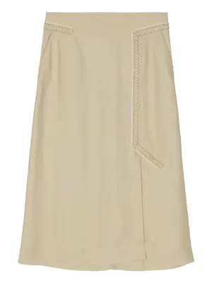 Shiatzy Chen Panelled Wool Midi Skirt - Brown